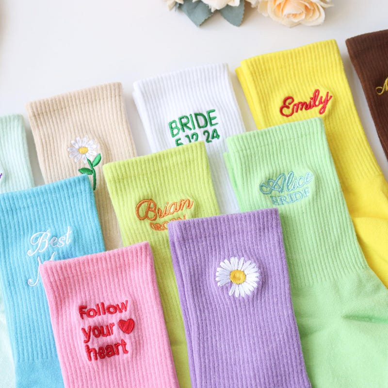 Embroidered Socks - Etsy