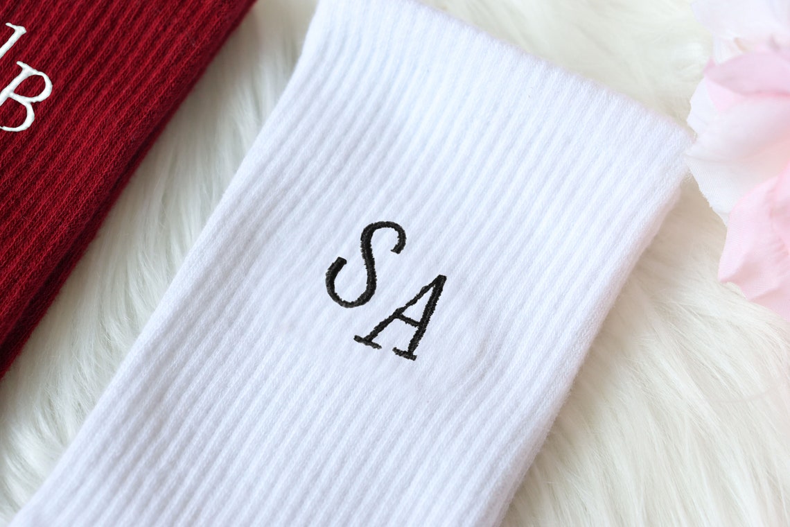 Personalized Initials Socks - Custom Embroidered Letters on Soft Cotton ...
