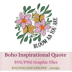 Boho Floral Quotes SVG/ PNG Design | Craft Graphics | Png Digital Files ...