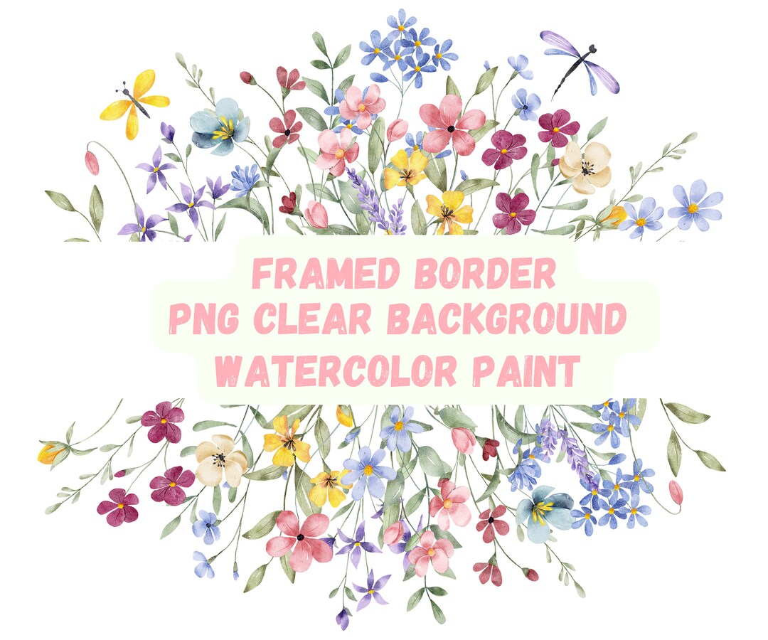 Flower Frame PNG | 1 X Floral Border Png | Craft Graphics | Instant ...
