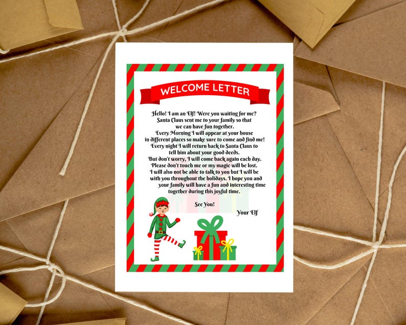 Christmas Elf Welcome Letter | Instant Download | Kids Printable ...