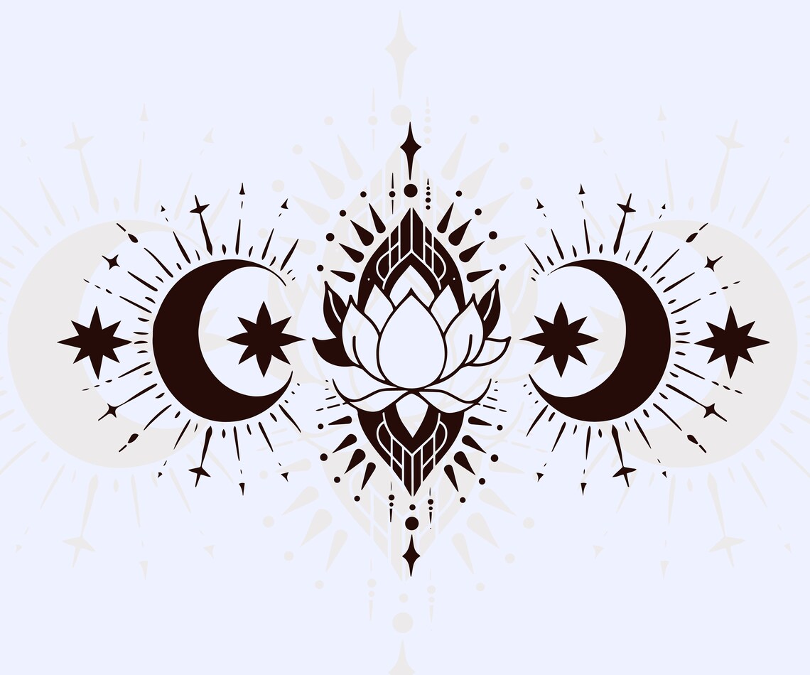 Boho Moon SVG PNG EPS Cut Files Craft Clipart Bundle Instant Download ...