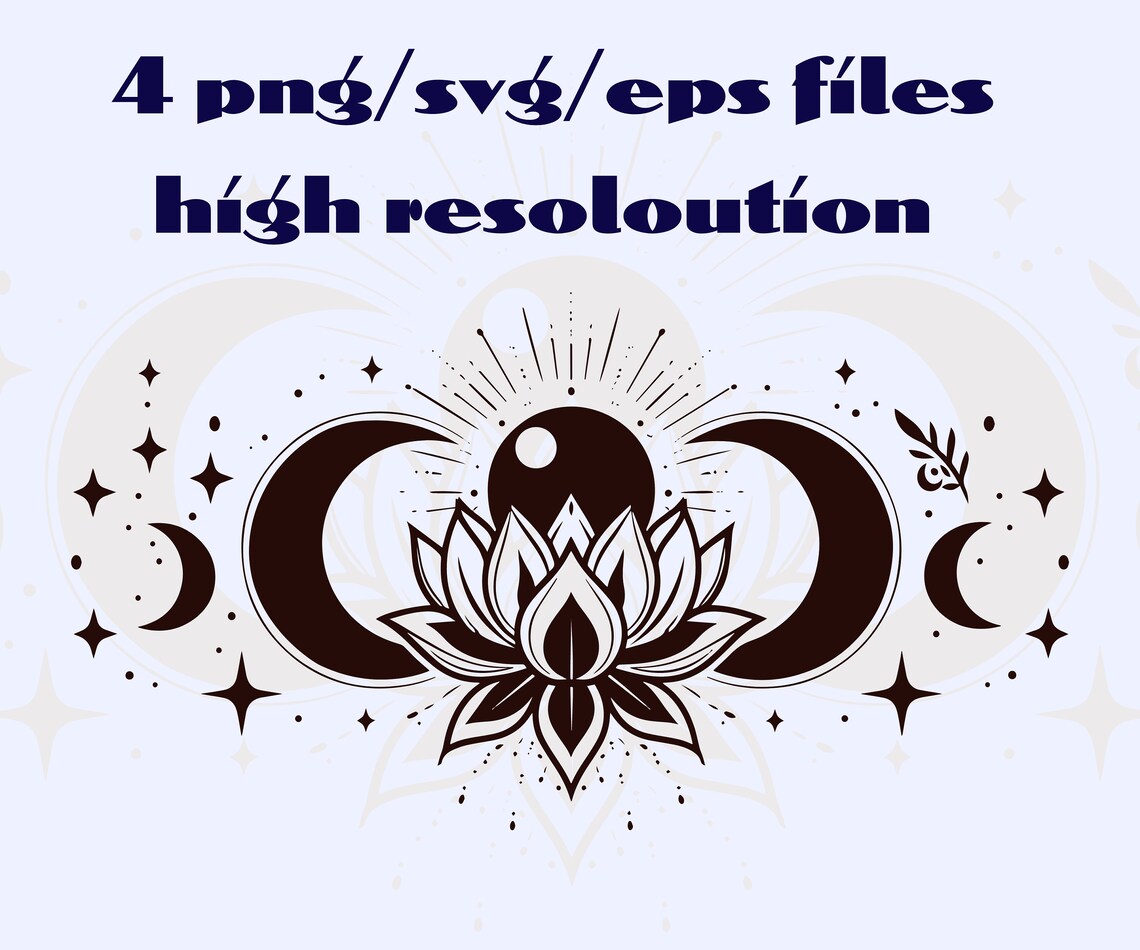 Boho Moon SVG PNG EPS Cut Files Craft Clipart Bundle Instant Download ...