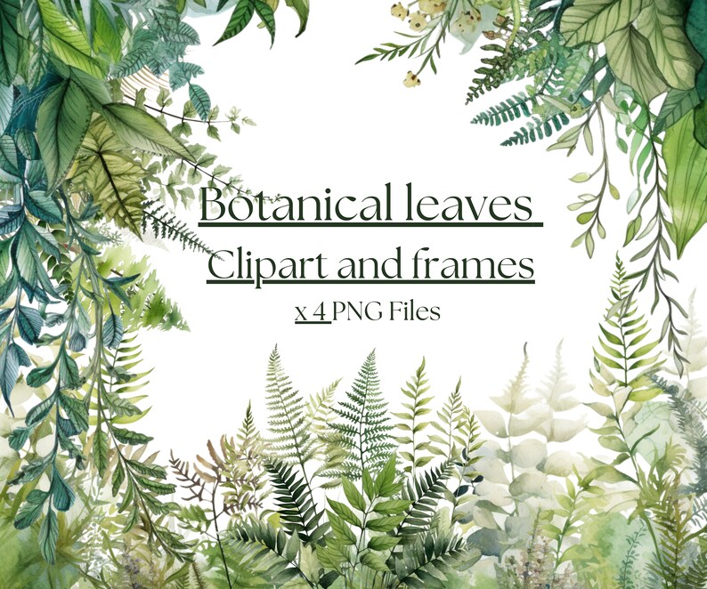 Instant Download Fern Clipart Pack Botanical Watercolour Graphics ...