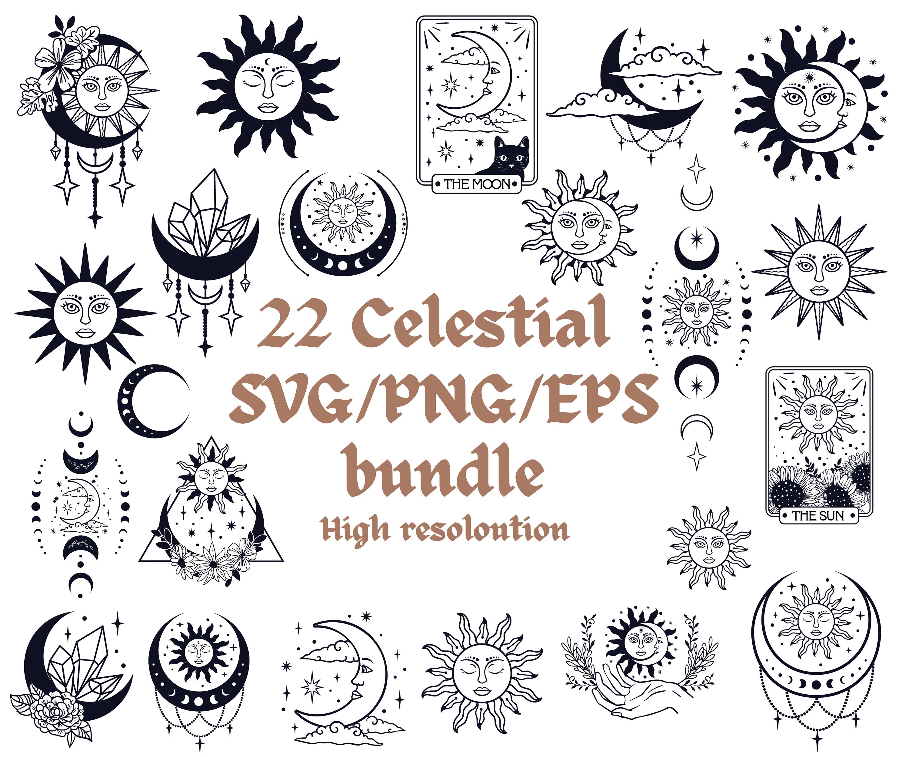 Mystical Celestial SVG Bundle Png Craft Graphics Cricut Files Instant ...