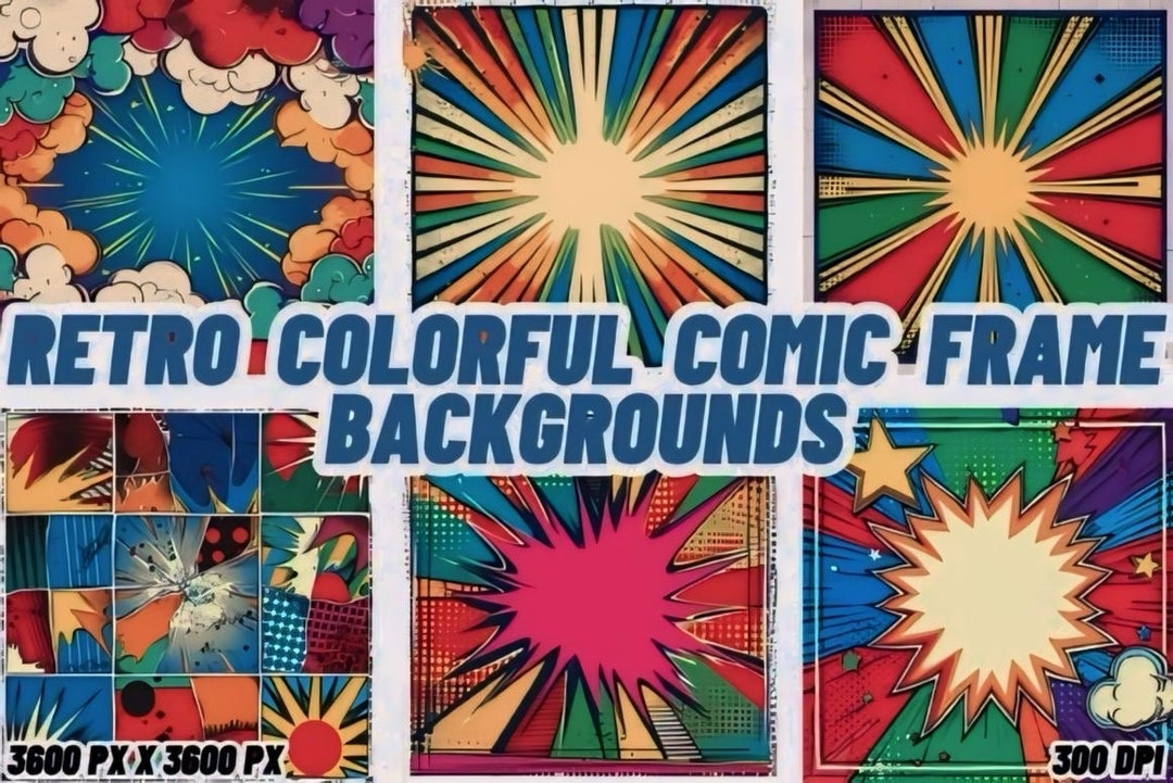 Retro Colorful Digital Paper Comic Frame Background Png Graphics ...