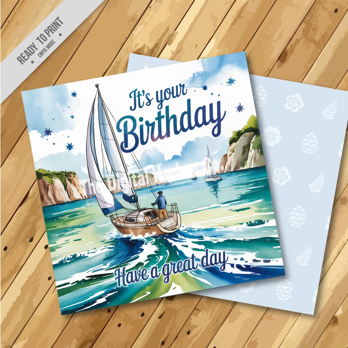 Sailing Yacht Birthday Card: Watercolor Nautical Design (PDF) - Etsy