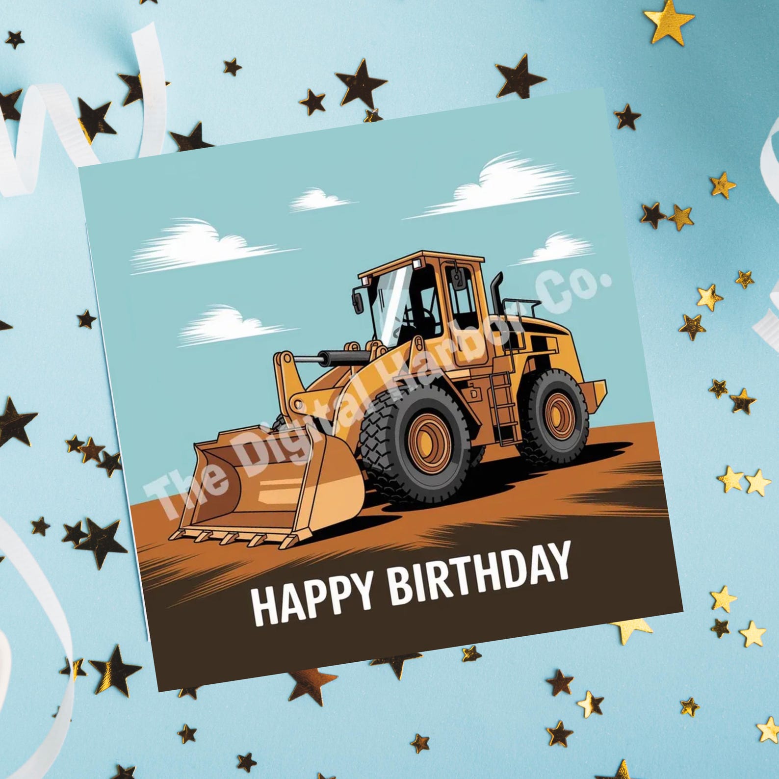 Digger Birthday Card: Children's Printable Card Front (PDF) - Etsy