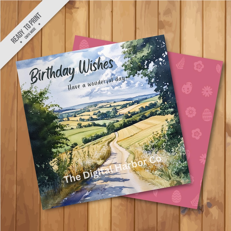 Printable Birthday Card Birthday Wishes Summer Landscape - Etsy