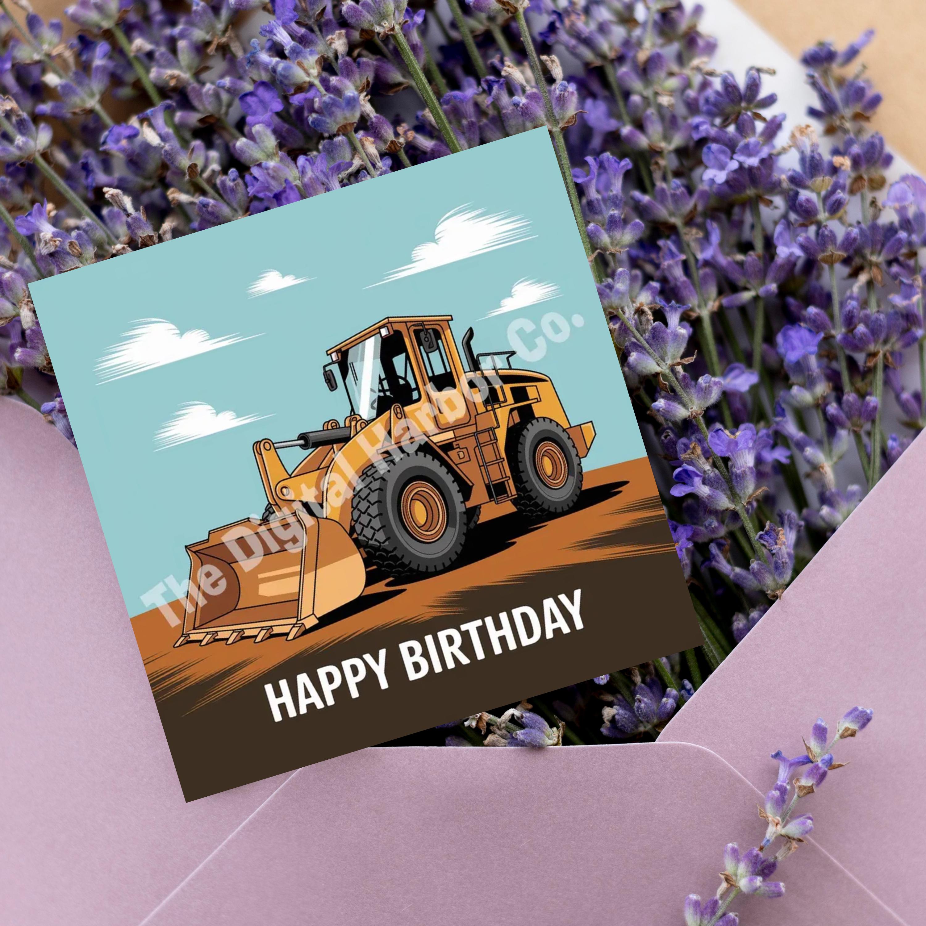 Digger Birthday Card: Children's Printable Card Front (PDF) - Etsy