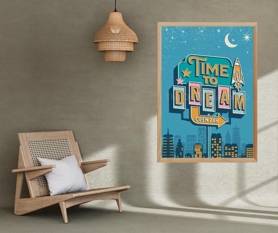 High Quality Digital Download Retro Poster Design Time to Dream - Etsy