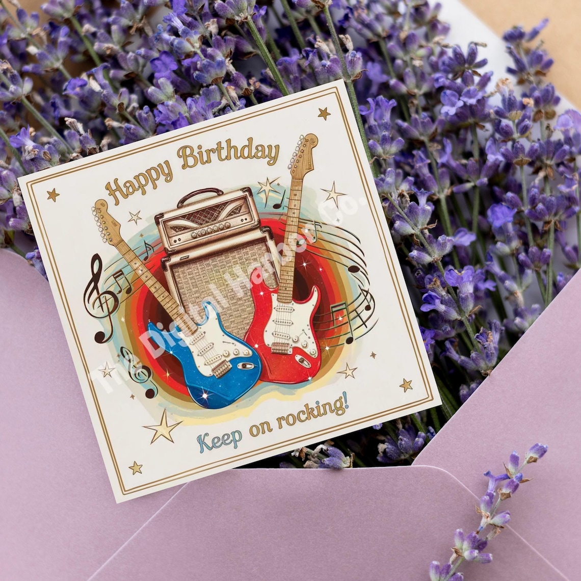 Guitar Birthday Card: Rock Music Theme (PDF) - Etsy