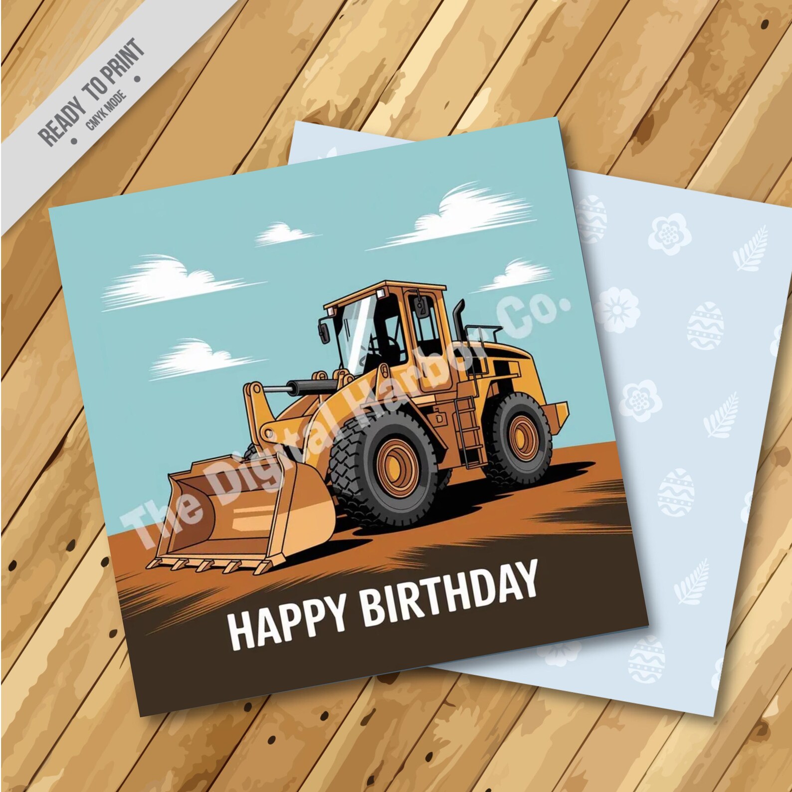Digger Birthday Card: Children's Printable Card Front (PDF) - Etsy