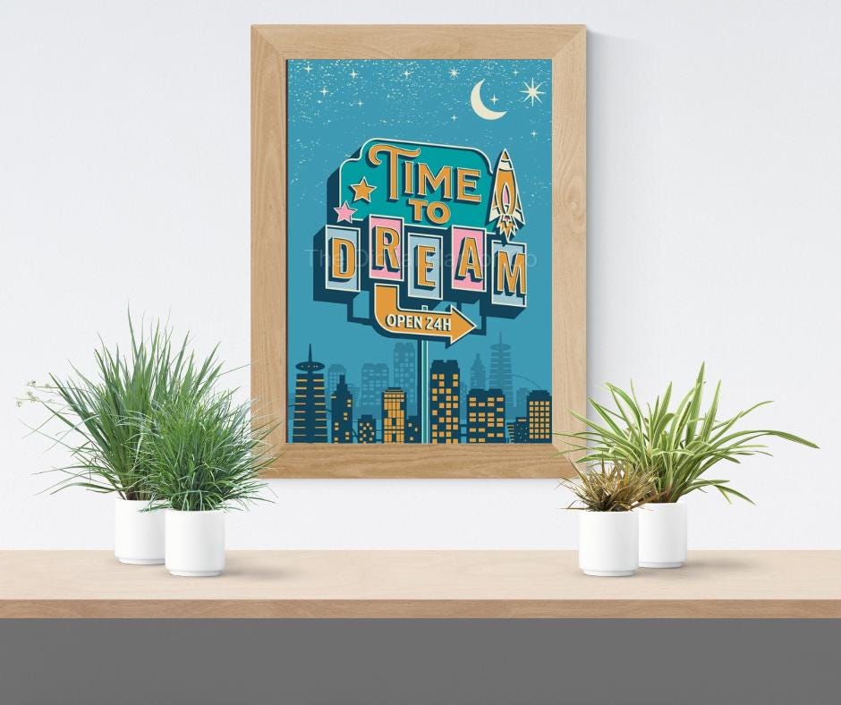 Retro 'time to Dream' Poster: High-resolution Digital Download - Etsy