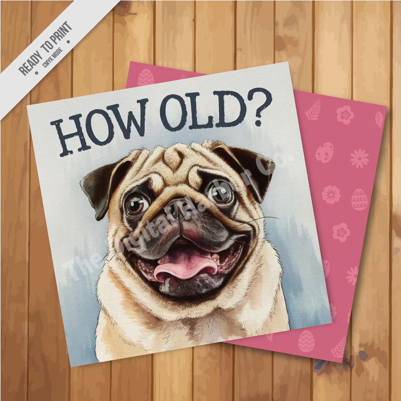 Printable Birthday Card Pug How Old! - Etsy