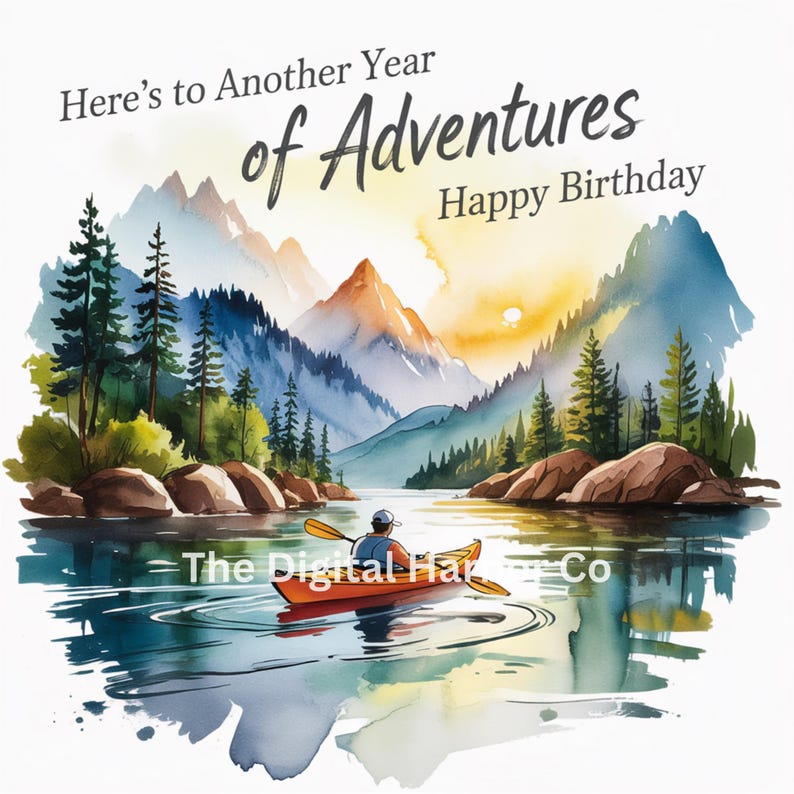 Printable Birthday Card Here's to Another Year of Adventures Happy ...