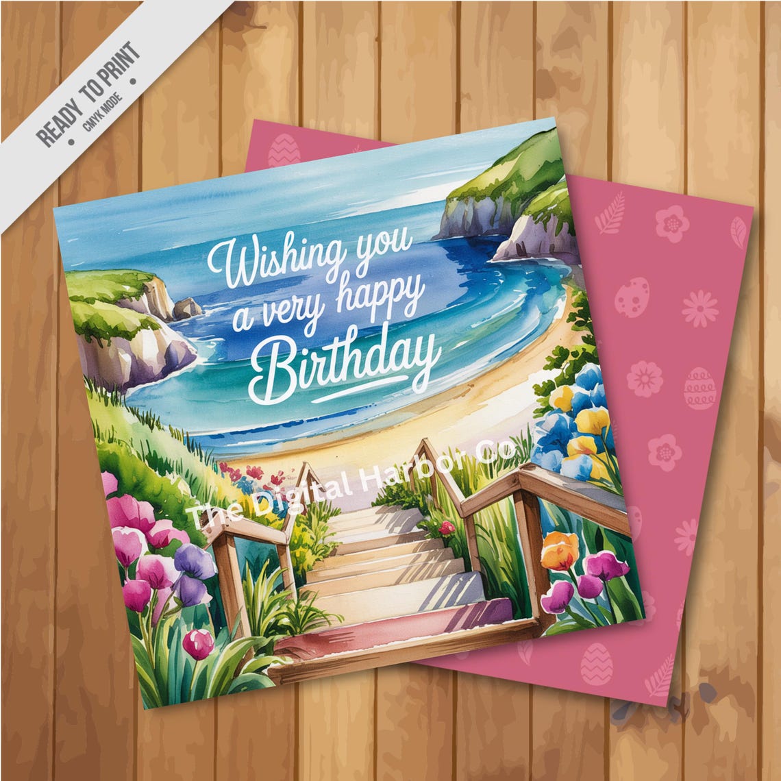 Printable Birthday Card Happy Birthday Steps Down to the Beach - Etsy