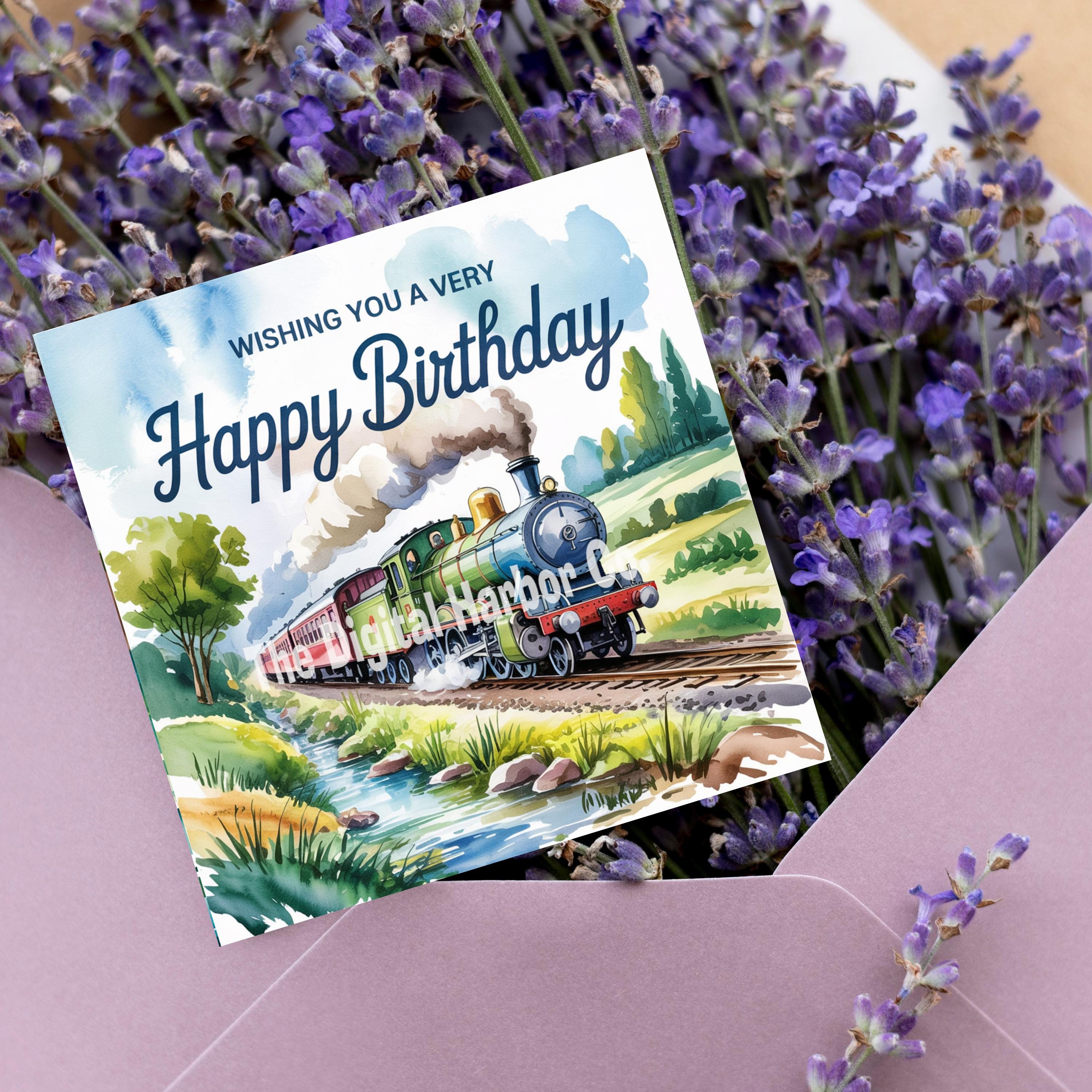 Printable Birthday Card Steam Train Country Side - Etsy