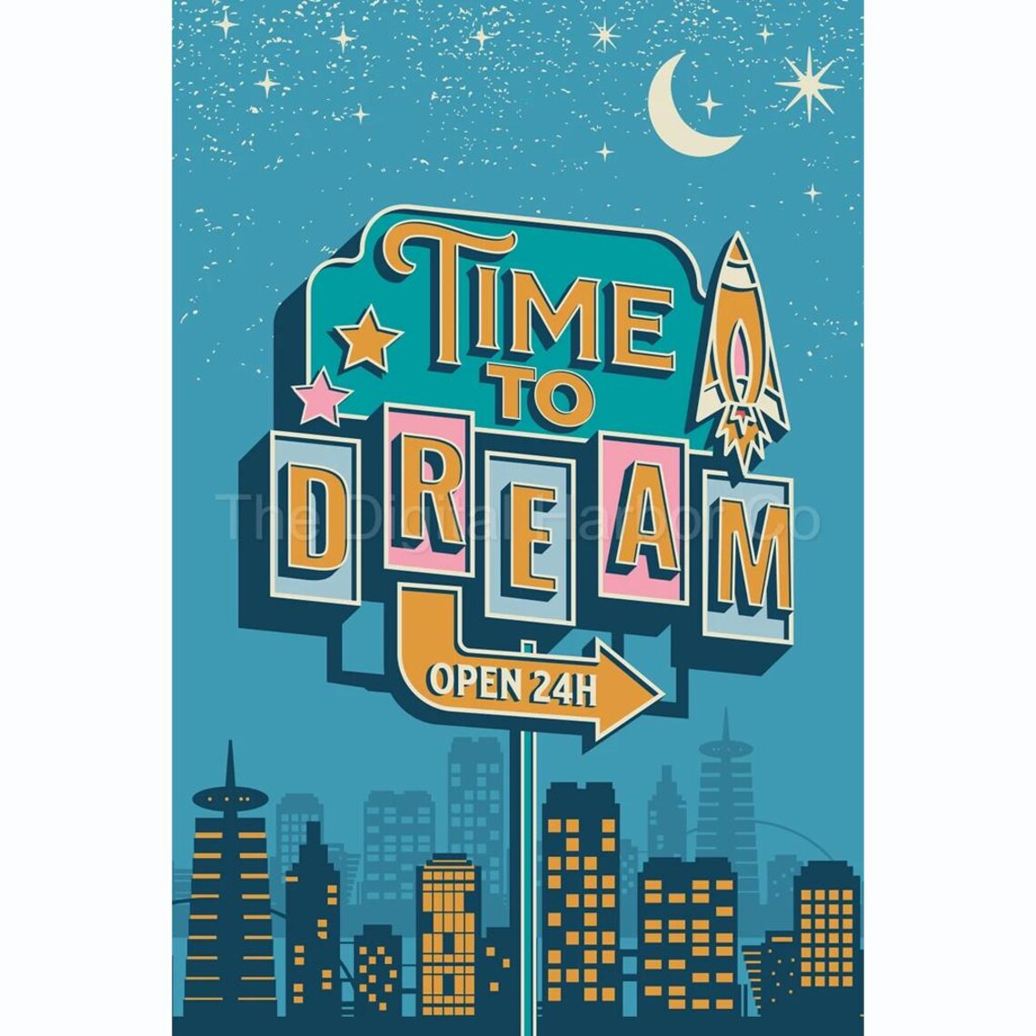 High Quality Digital Download Retro Poster Design Time to Dream - Etsy