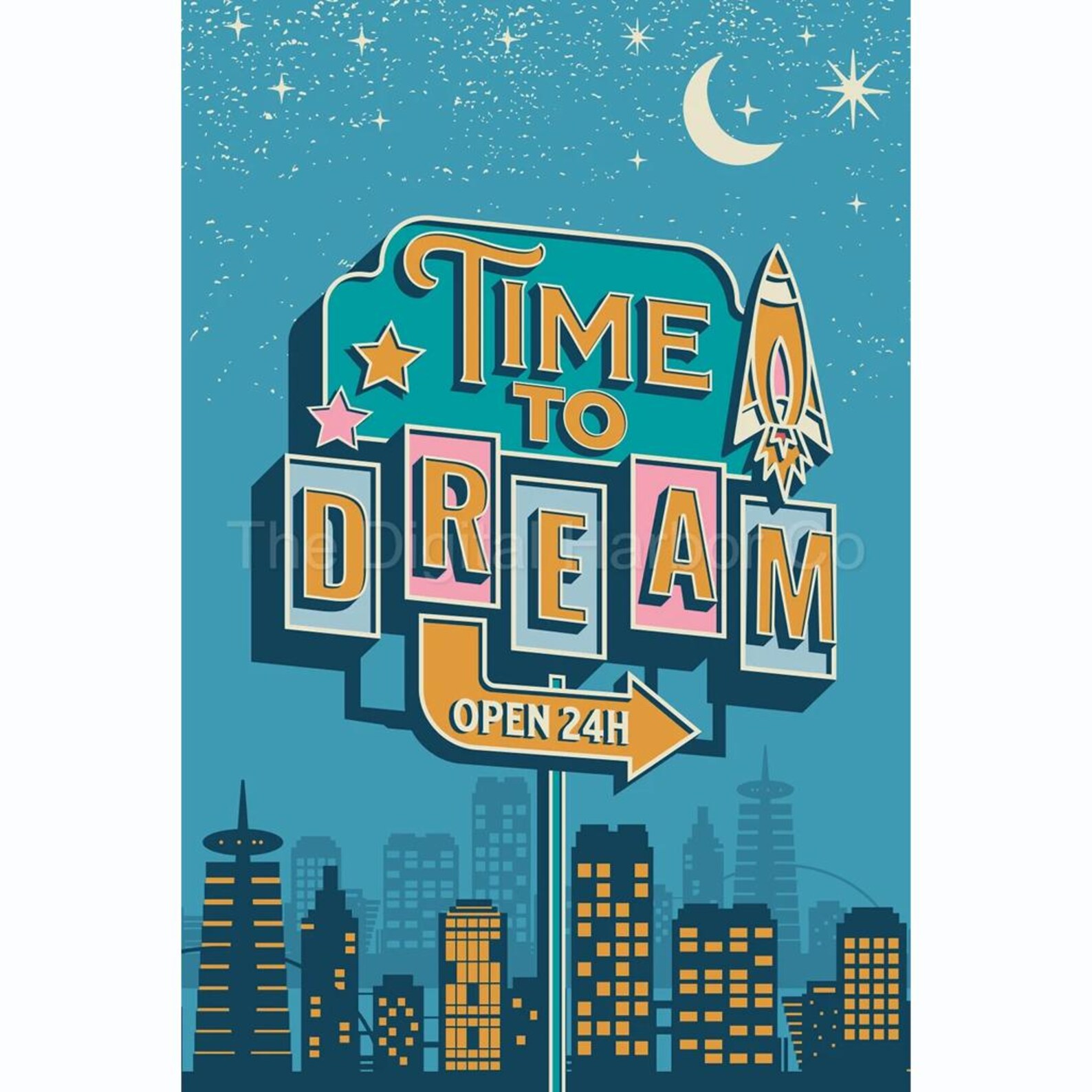 Retro 'time to Dream' Poster: High-resolution Digital Download - Etsy