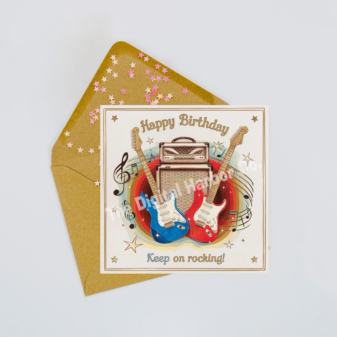 Guitar Birthday Card: Rock Music Theme (PDF) - Etsy