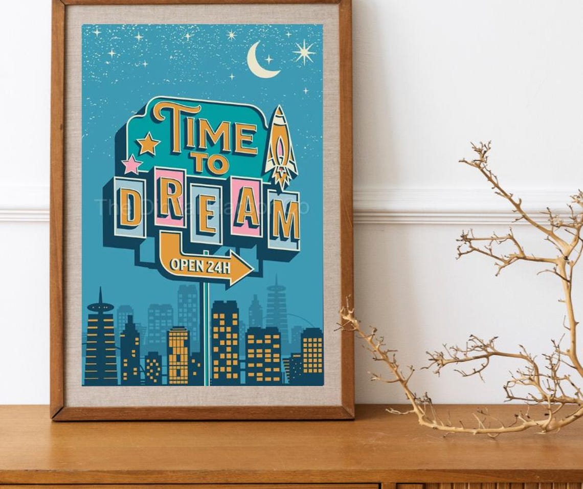 High Quality Digital Download Retro Poster Design Time to Dream - Etsy