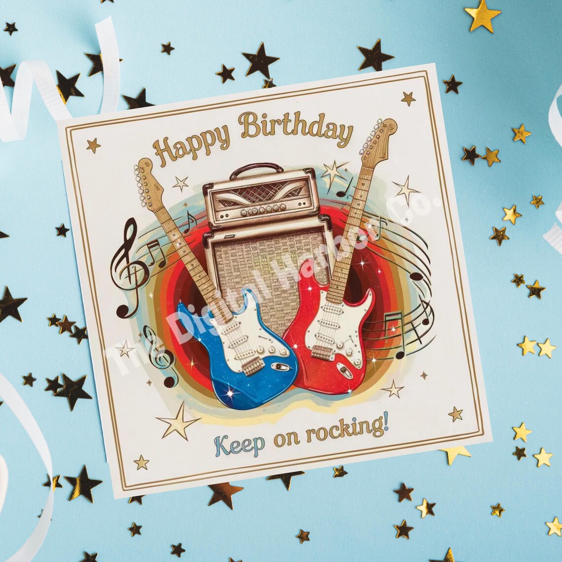 Guitar Birthday Card: Rock Music Theme (PDF) - Etsy