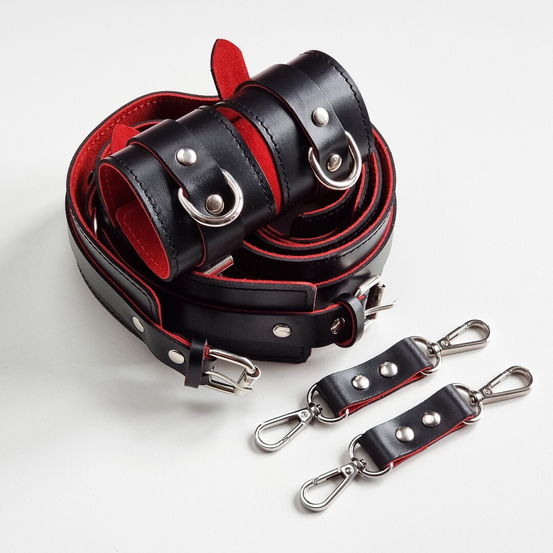 Luxury Leather Thigh Cuffs 7 Color Variations, Leather Thigh Restraints ...
