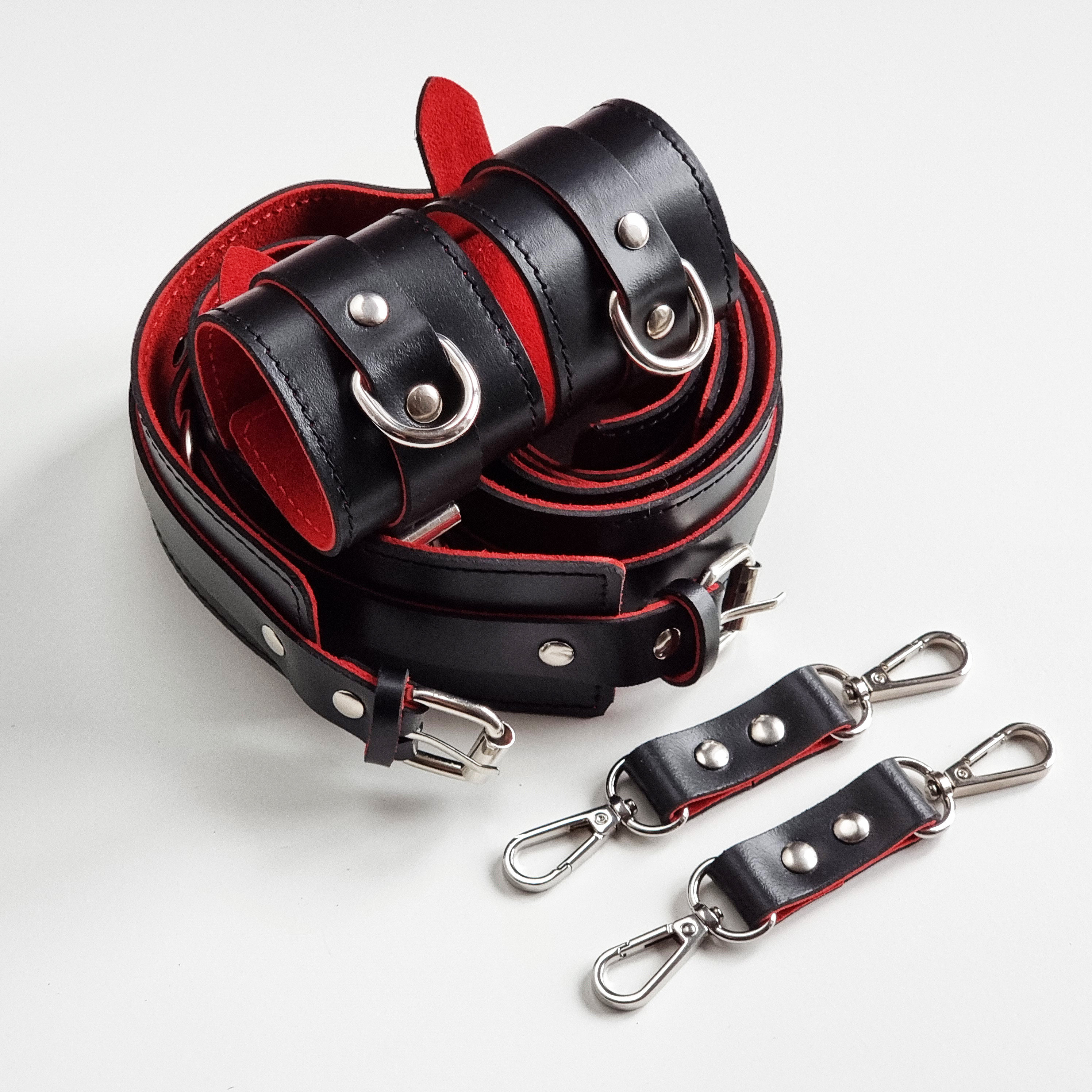 Leather Thigh Cuffs and Handcuffs Set, 16 Leather Colors Restraints ...