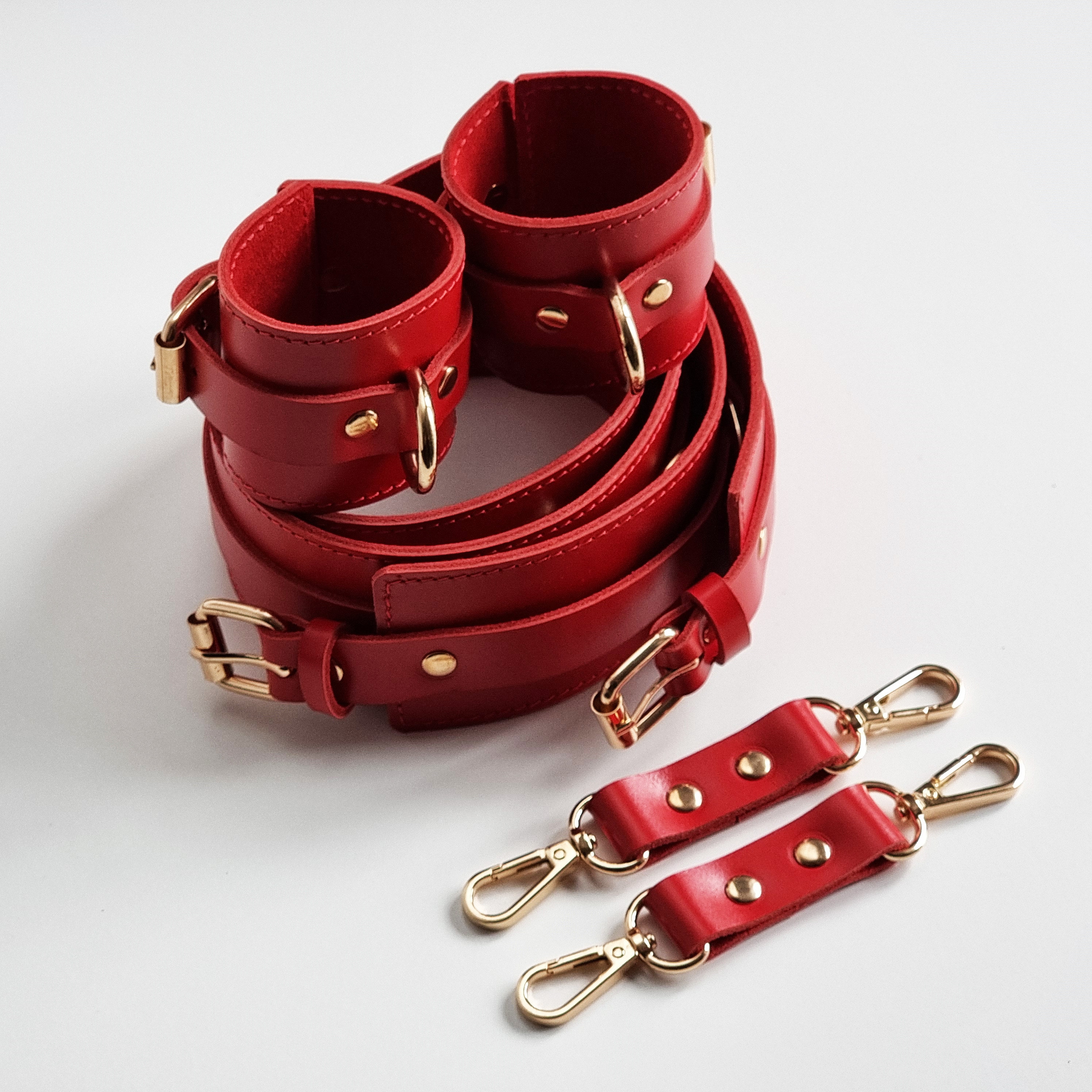 Leather Thigh Cuffs and Handcuffs Set, 16 Leather Colors Restraints ...