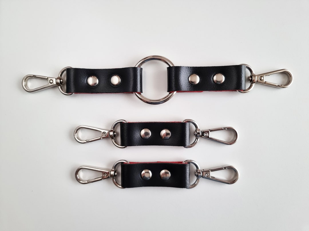 Three 2-way Leather Short Connectors Bondage Set, Leather Restraints ...