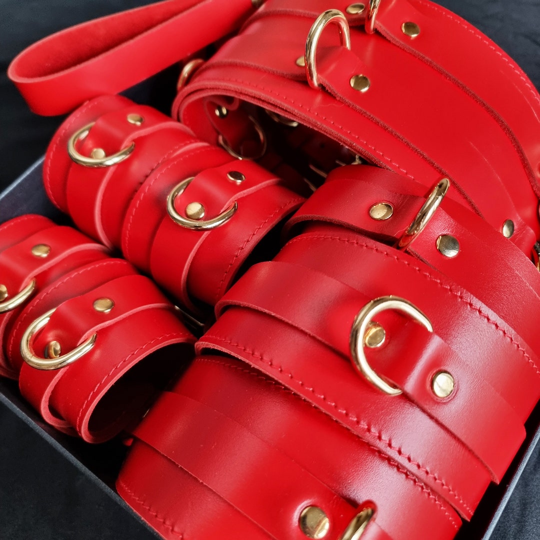 Genuine Leather Bondage Sets for Beginners, BDSM Restraint Kits ...