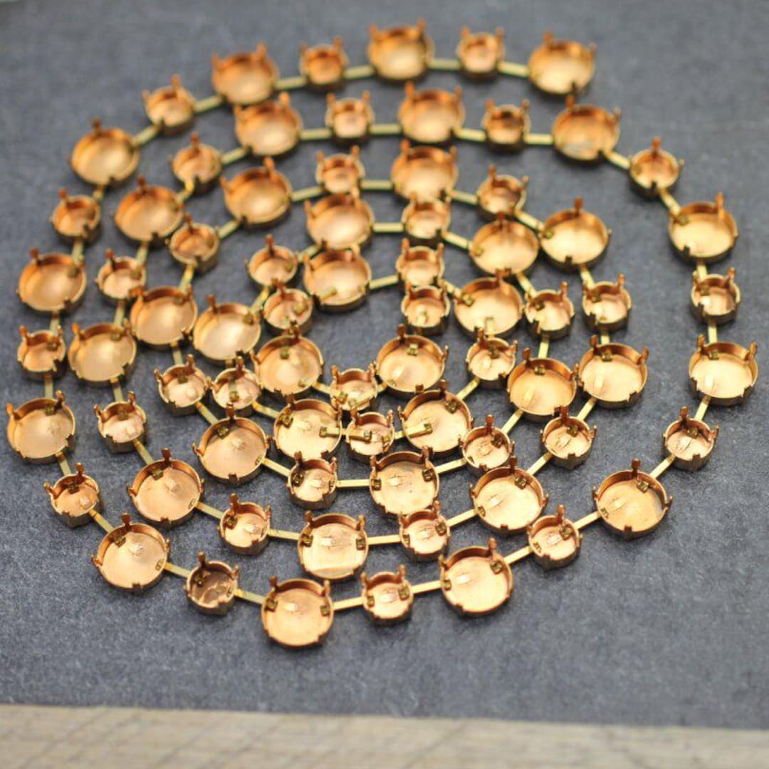 Raw Brass Cup Chain Setting: 8mm & 12mm Swarovski 1088/1122 - 1 Meter ...
