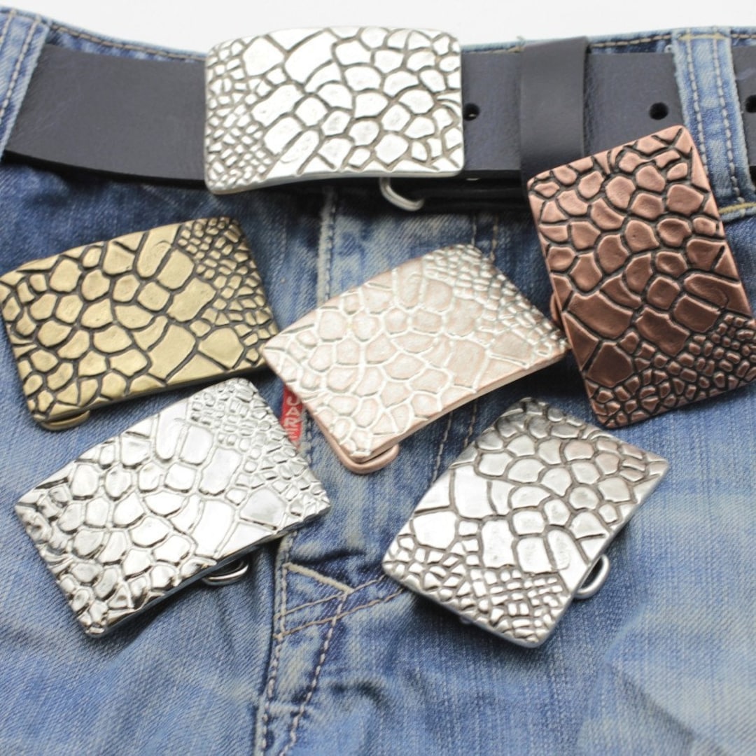 Snake Back Patterned, Caiman Belt Buckle, Alligator Skin Belt Buckle ...