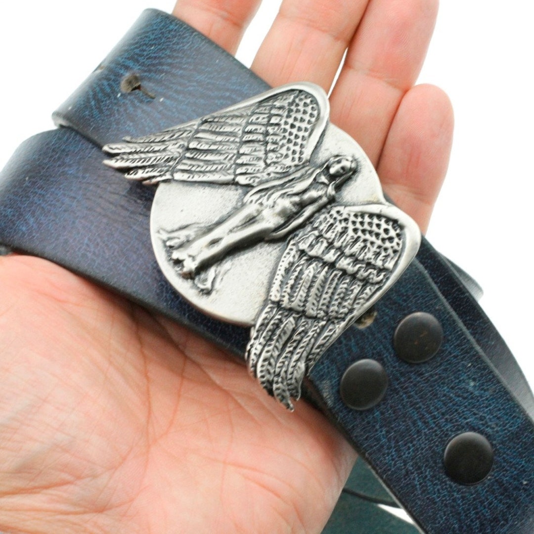 Guardian Angel Belt Buckle, Hand Designed Silver Buckle, Leather Crafts ...
