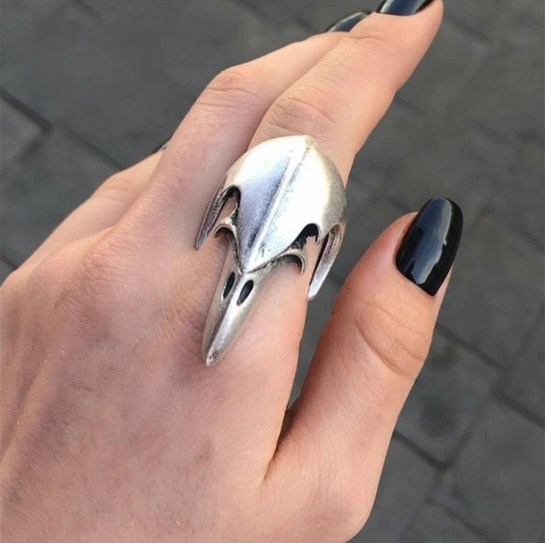 Plague Doctor Mask Ring Silver | Raven Skull Bird Beak Ring Gothic Dark ...