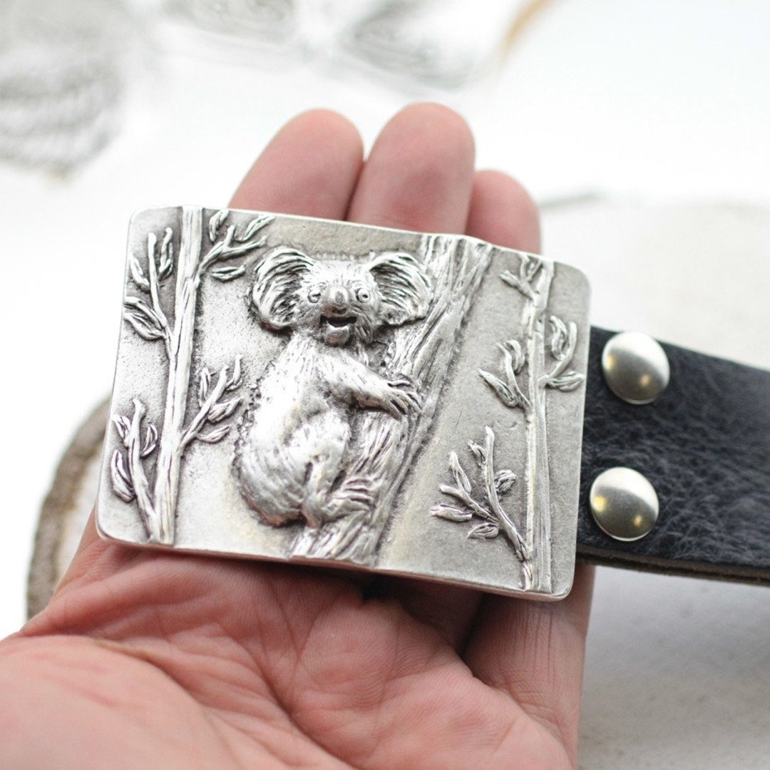 Silver Koala Belt Buckle, Animal Buckle, Koala Accessory, Design Buckle ...