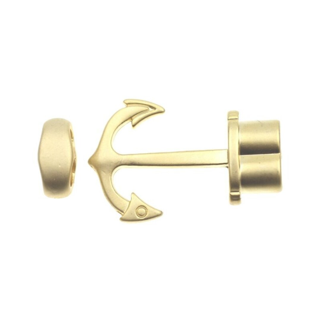 1 Sets Matte Gold Anchor Bracelet Clasps & Slider Beads, 5mm Leather ...