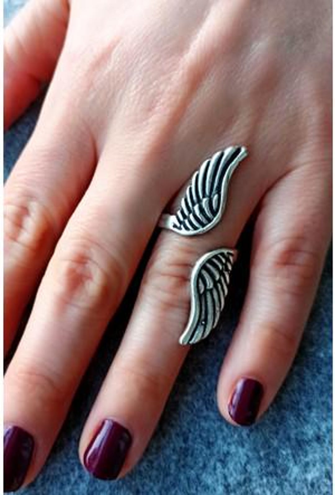 Angel Wing Ring, Silver Angel Wings Ring, Unique Wing Design Ring ...