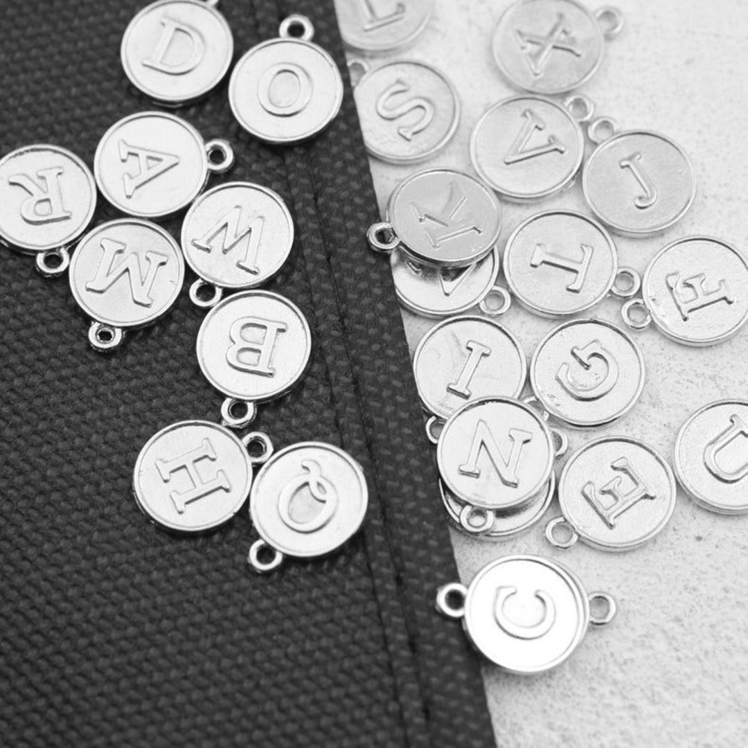 Alphabet Letter Pendant Connectors, Tiny Initial Letters Charms, Tag ...