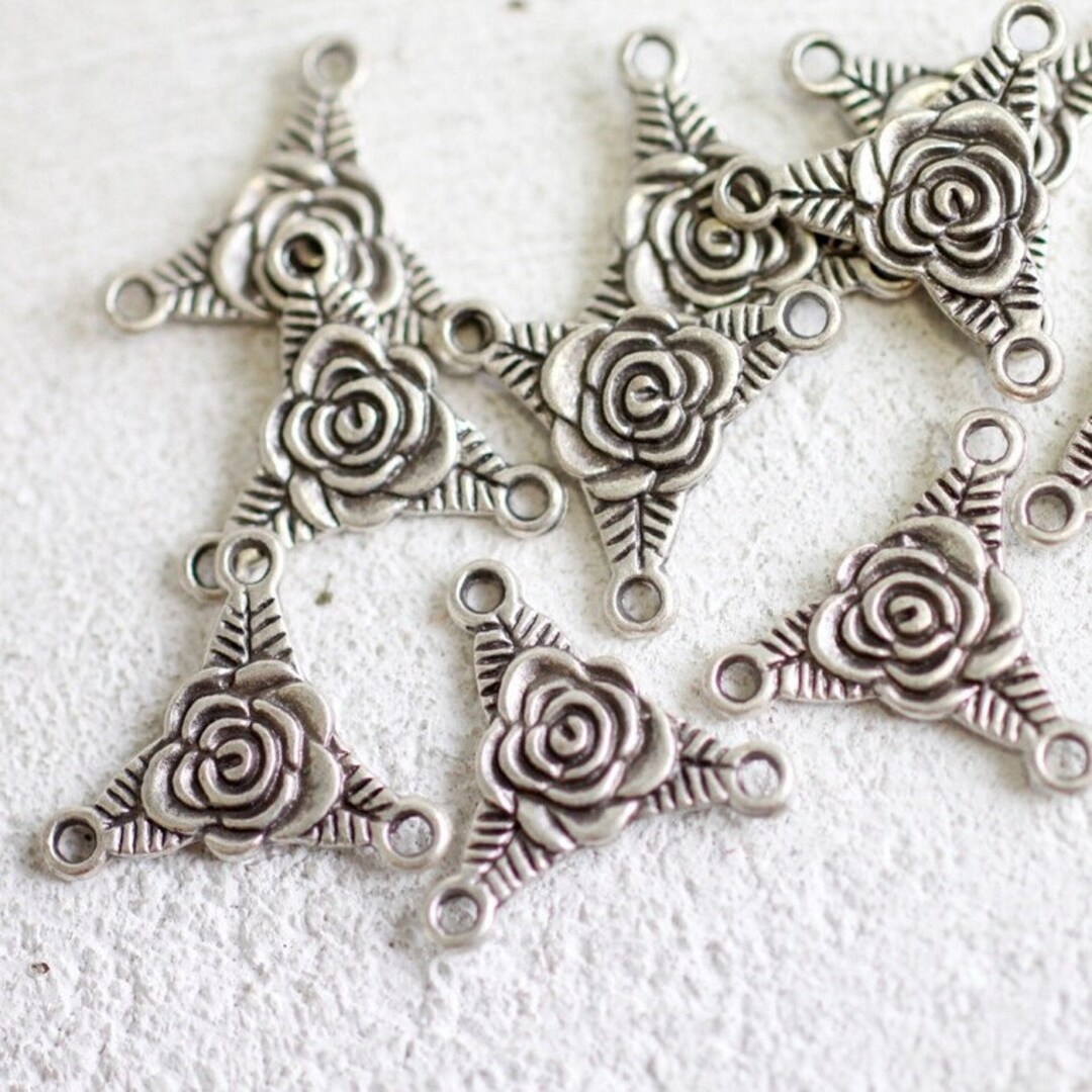 10 Three Holes Connector, Flower Connectors, Rose Charms Connector ...