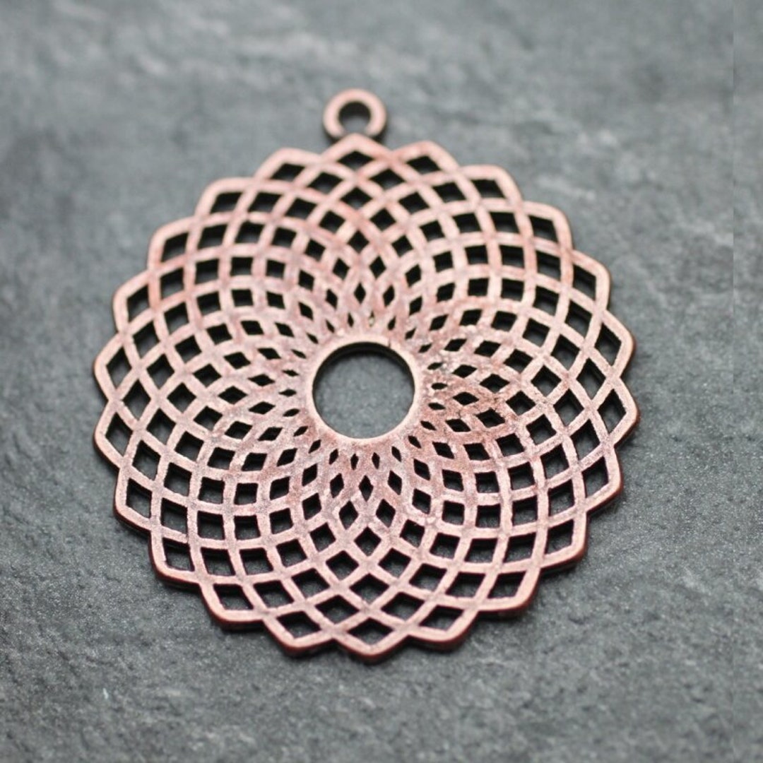 5pcs Antique Copper Torus Yantra Pendant: Sacred Geometry Charm (39mm ...