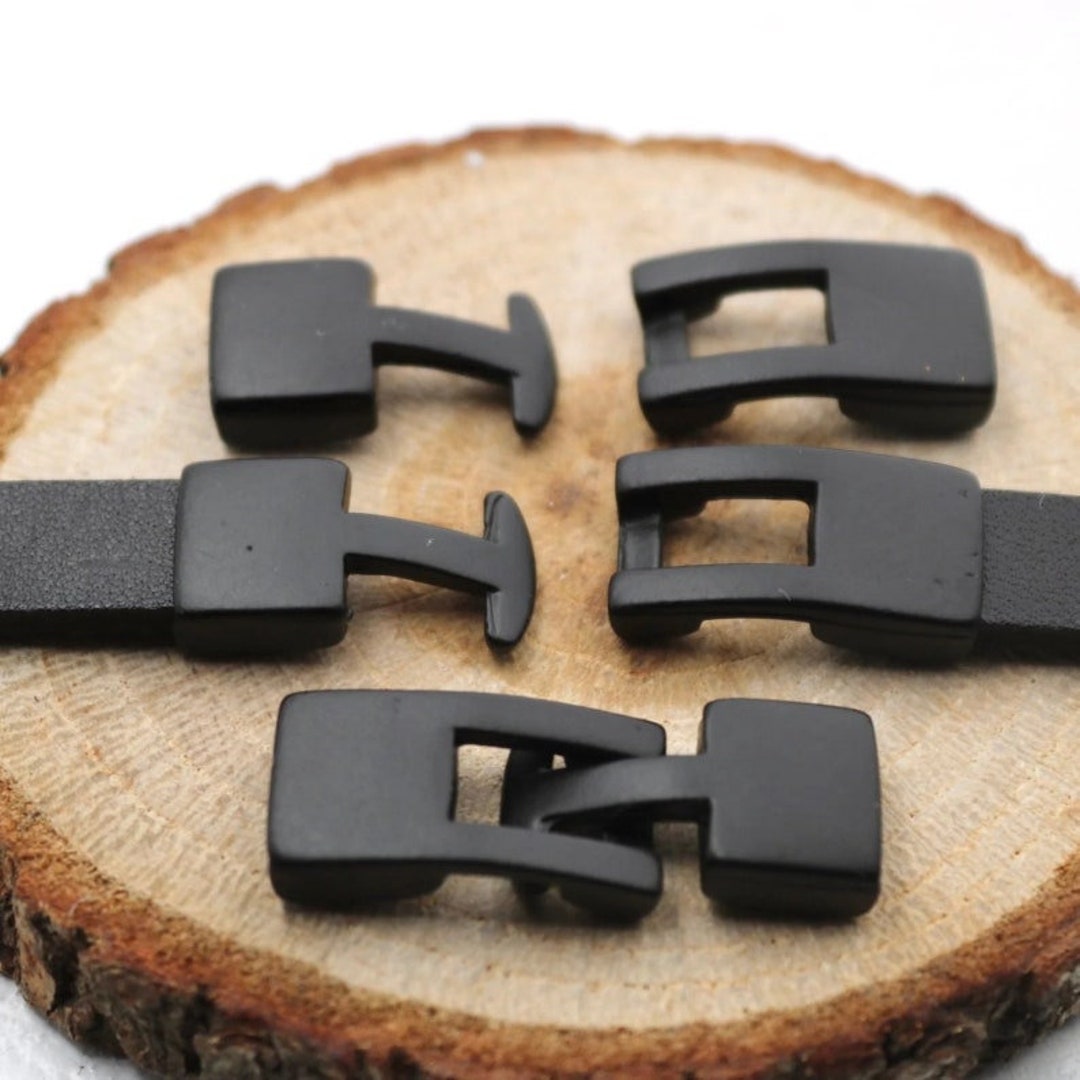 5 Black Clasp, Bracelet Clasps, Leather Clasps, Flat Leather, Round ...