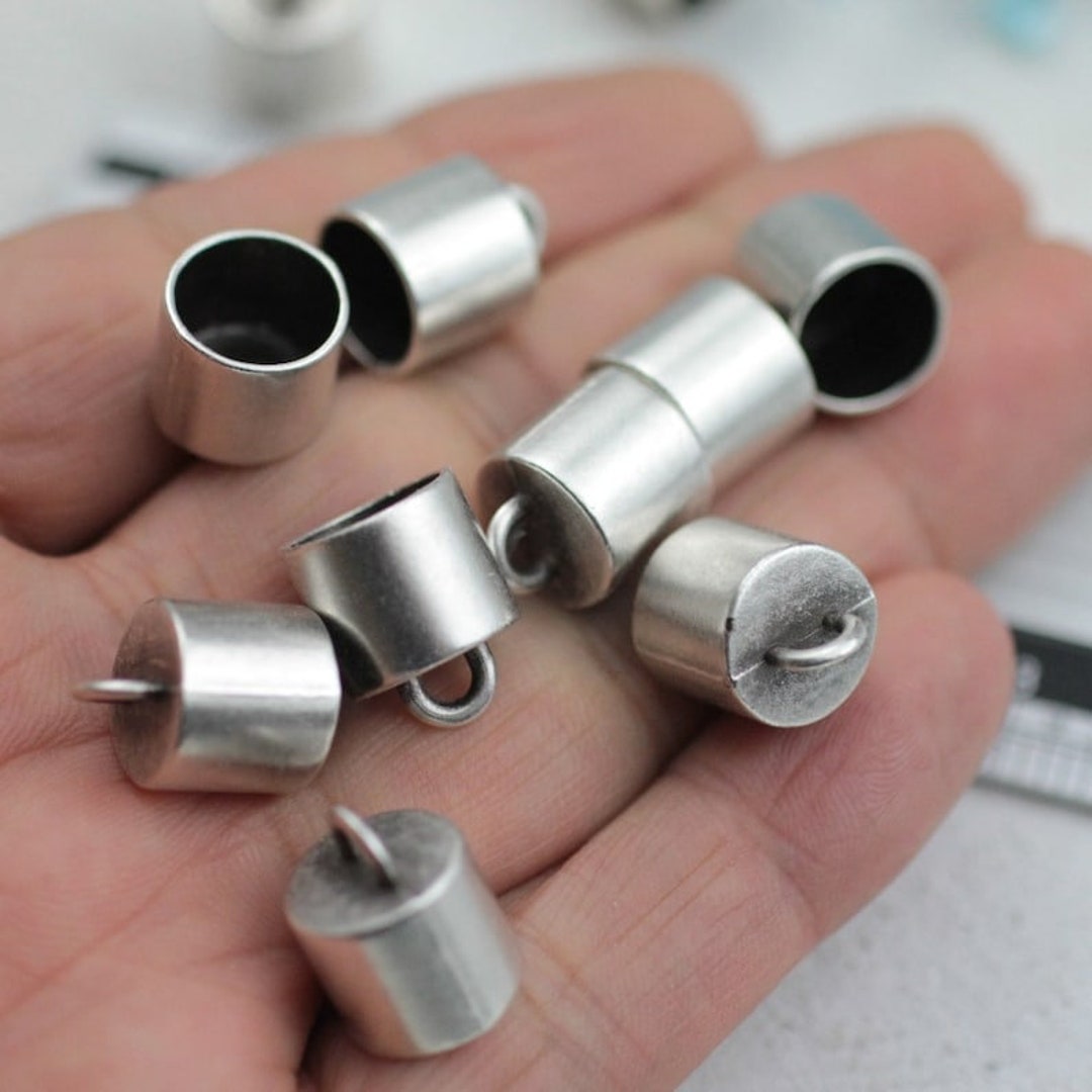 12x16 Round Cord End Caps, Silver Kumihimo End Caps, Tassel Caps ...