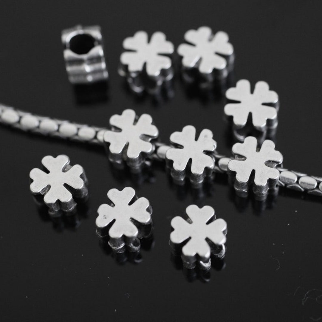 Four Leaf Clover Beads, Lucky Clover Beads, Bulk Beads, Silver Clover ...