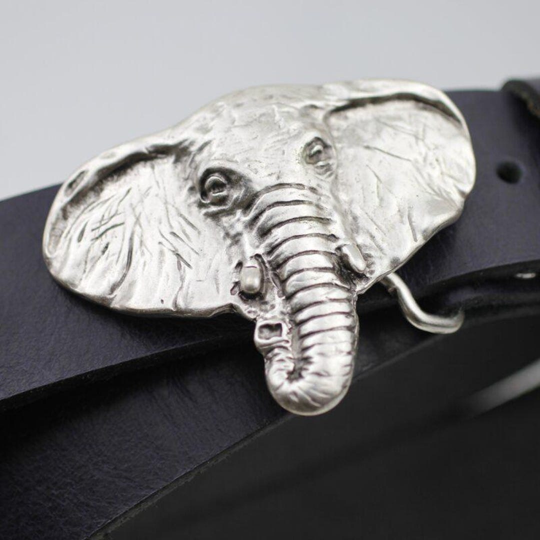 Elephant Head Belt Buckle Silver, Animal Belt Buckle, Antique Silver ...