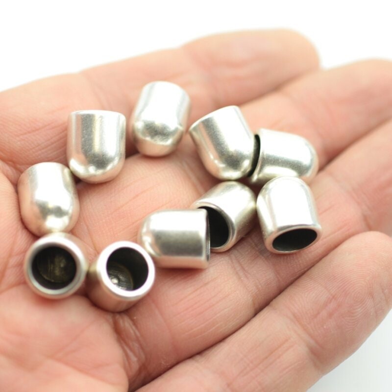 10 Cord End Caps, Silver End Caps, Round Cord Leather End Caps, Cord ...