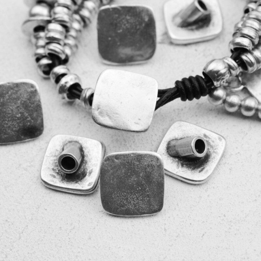 10 Button Clasps for Leather Bracelets 16x16mm (3,6mm), Clasp for ...