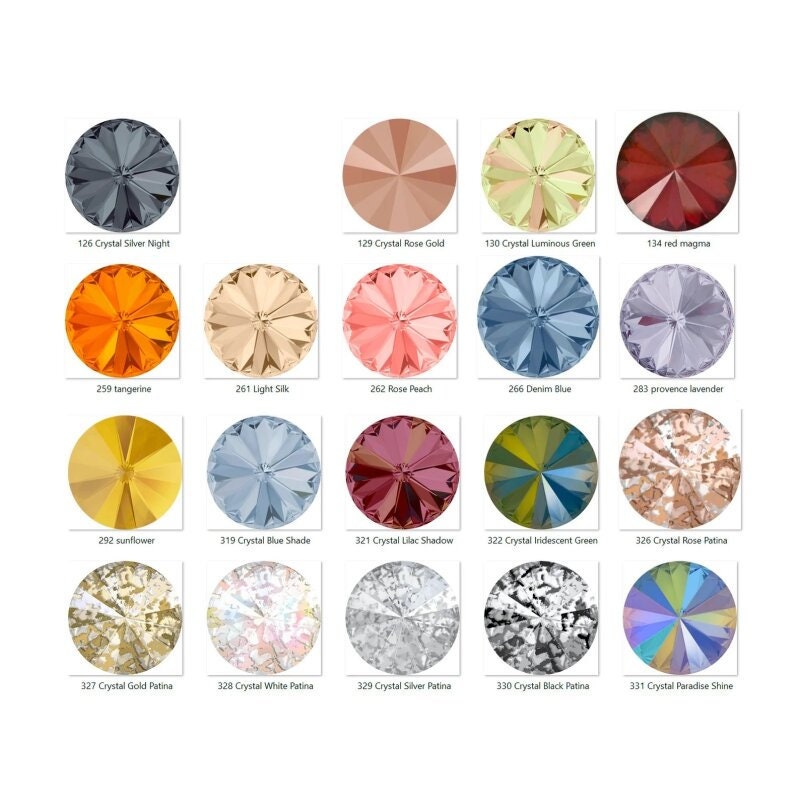 14mm Swarovski Crystal 1122 Rivoli Round Stones Crystals Various Colors ...