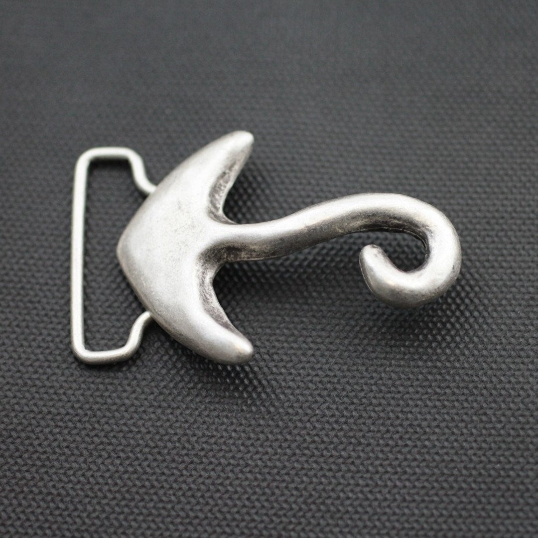 Curved Arrow Anchor Belt Buckle, Snap Leather Belt Accessory, Nautical ...